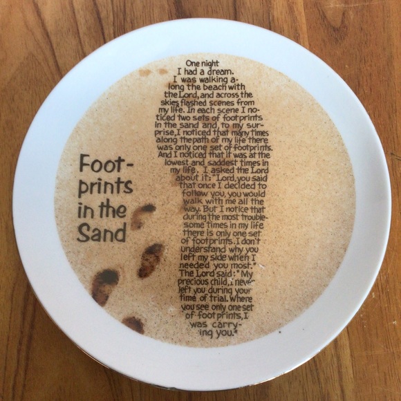 Vintage | Accents | Vintage Footprints In The Sand Decorative Plate ...